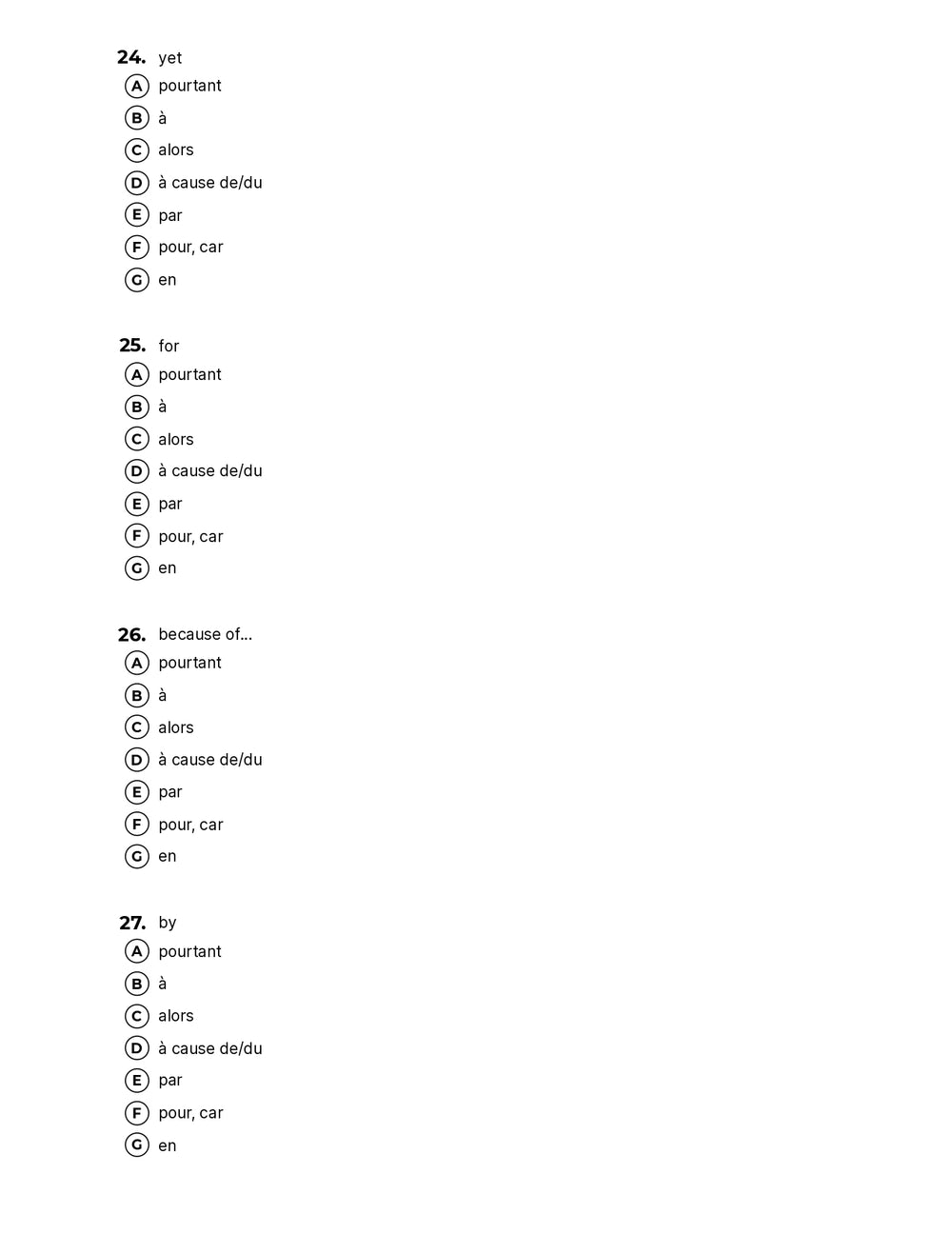 French Prepositions/Prepositional Phrases 1 – Quiz Shop