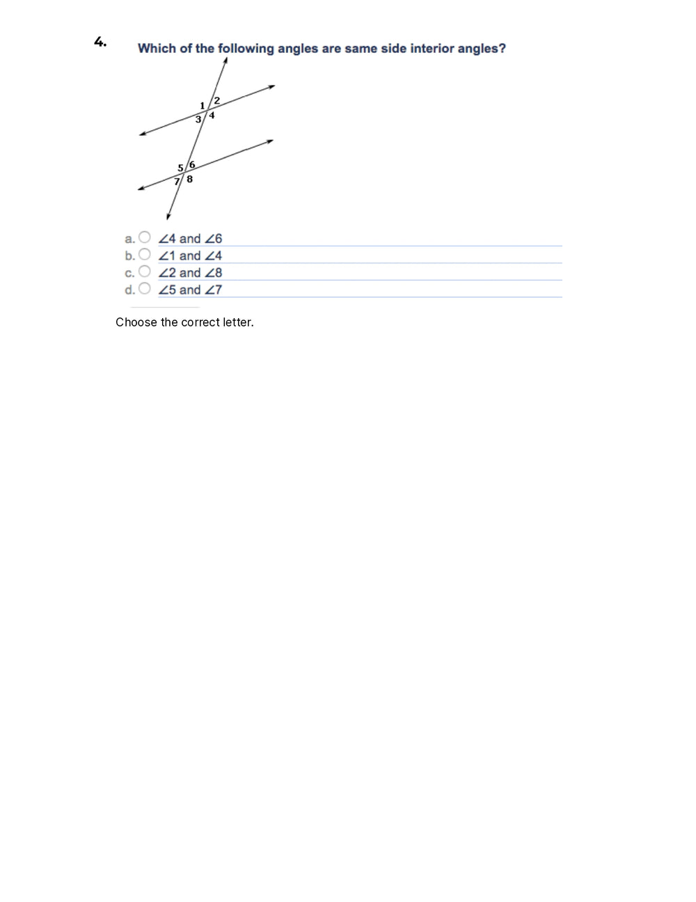 Geometry-Corresponding Angles – Quiz Shop