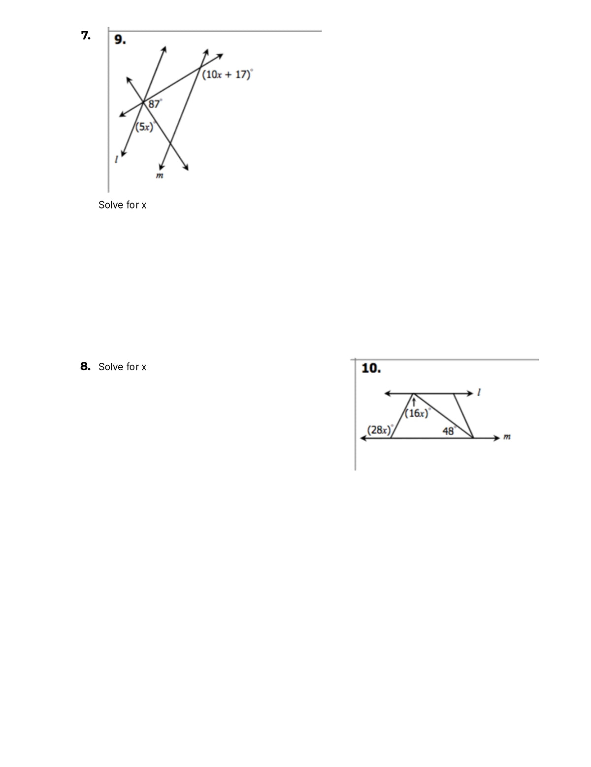 Geometry Angles And Parallel Lines – Quiz Shop