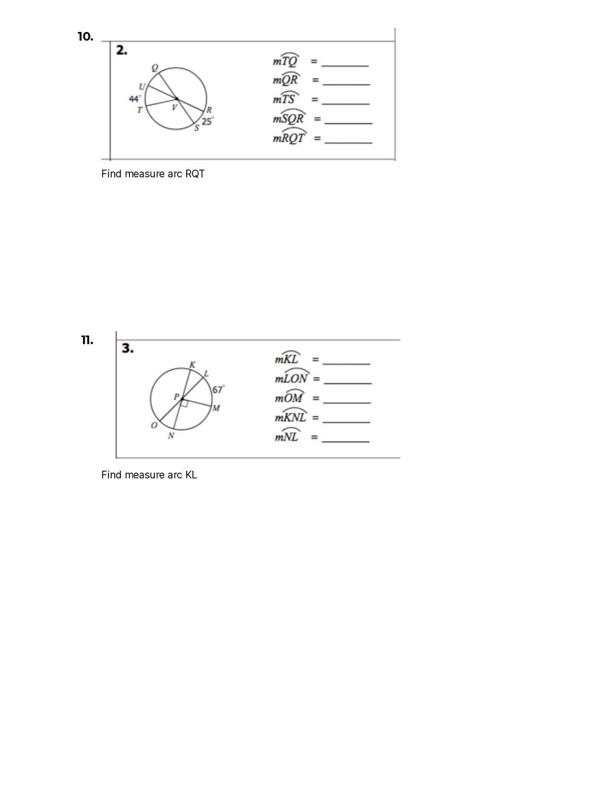 Geometry Central Angles Arc Measure & Arc Length – Quiz Shop