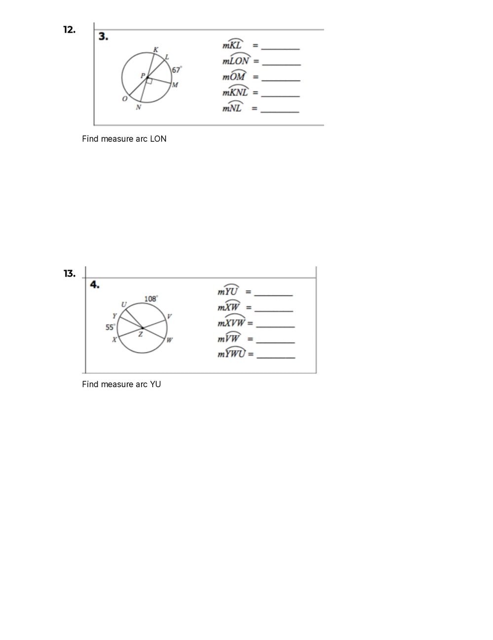 Geometry Central Angles Arc Measure & Arc Length – Quiz Shop