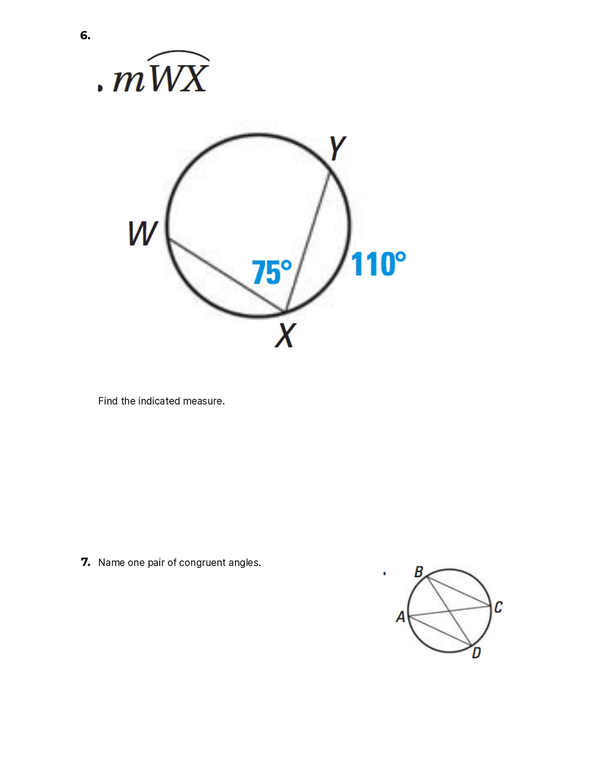 Geometry Inscribed Angles Worksheets – Quiz Shop