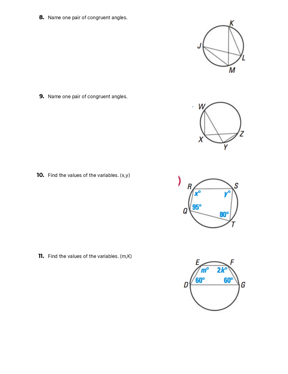 Geometry Inscribed Angles Worksheets – Quiz Shop