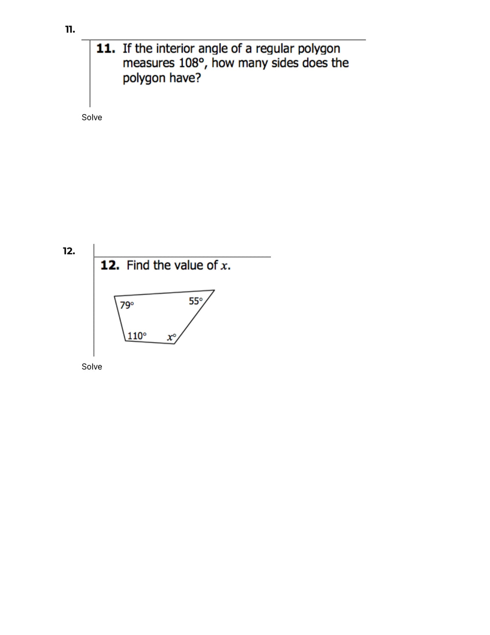 Geometry Interior And Exterior Angles Of Polygons – Quiz Shop