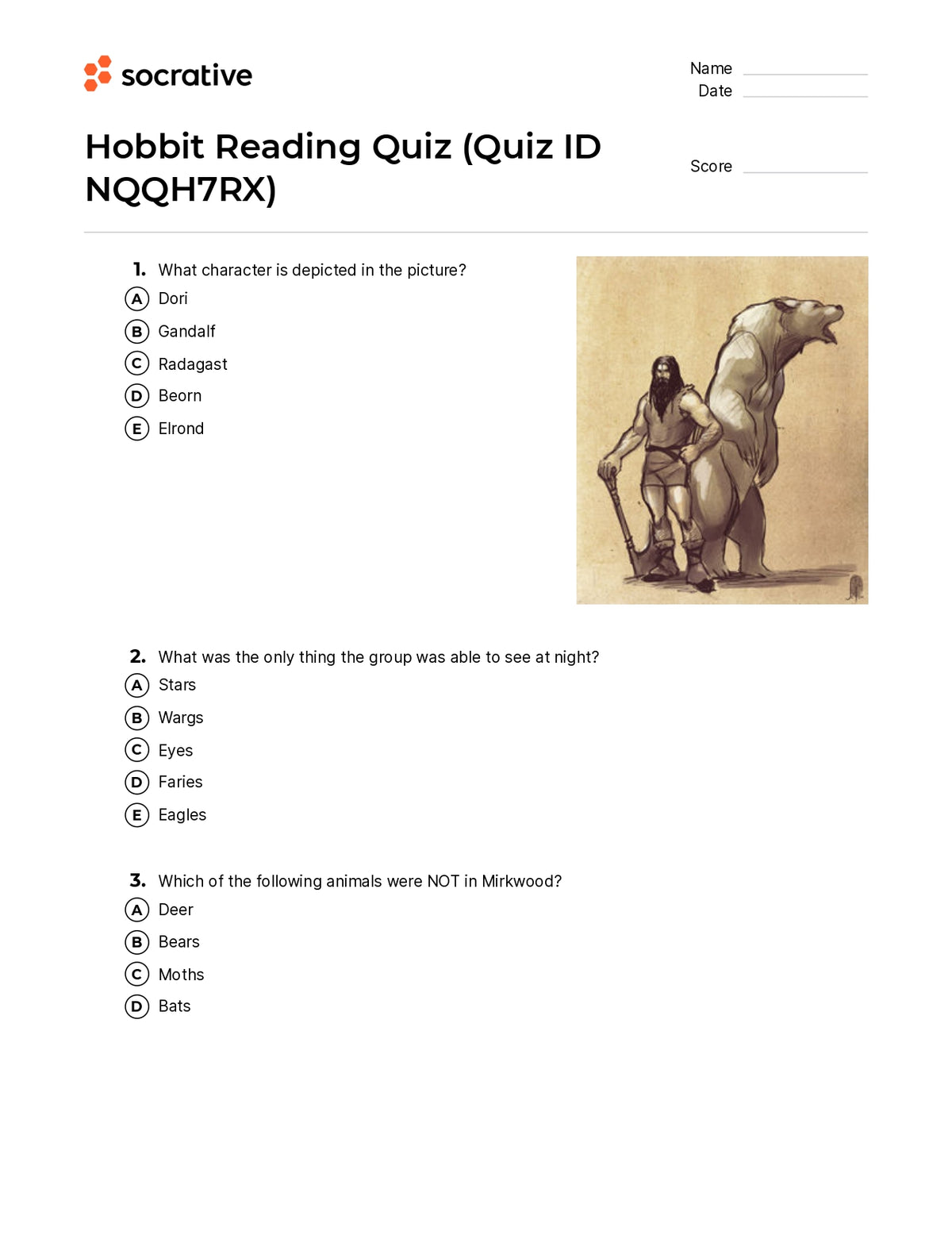 Hobbit Reading Quiz – Quiz Shop