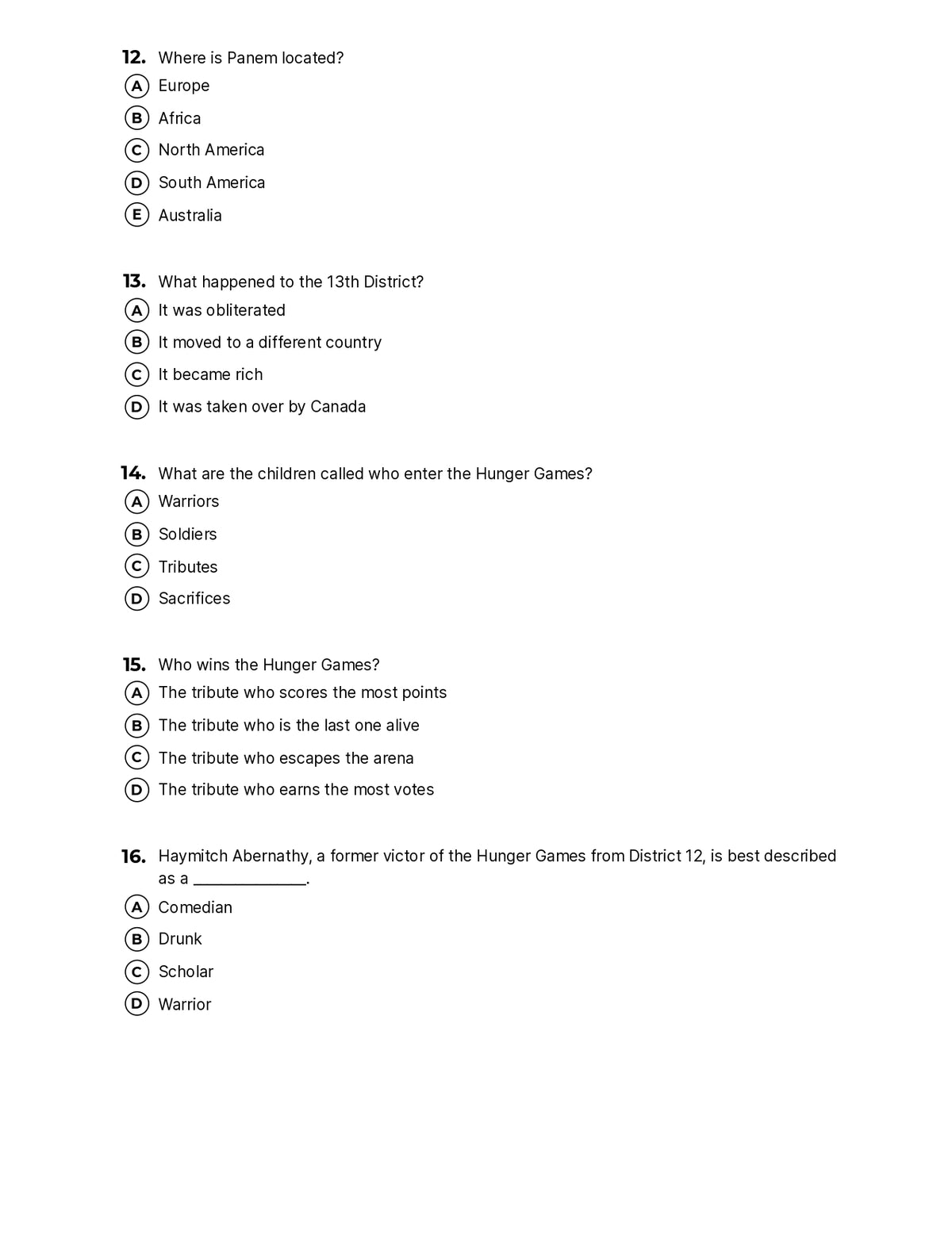 Hunger Games Quiz 1 – Quiz Shop