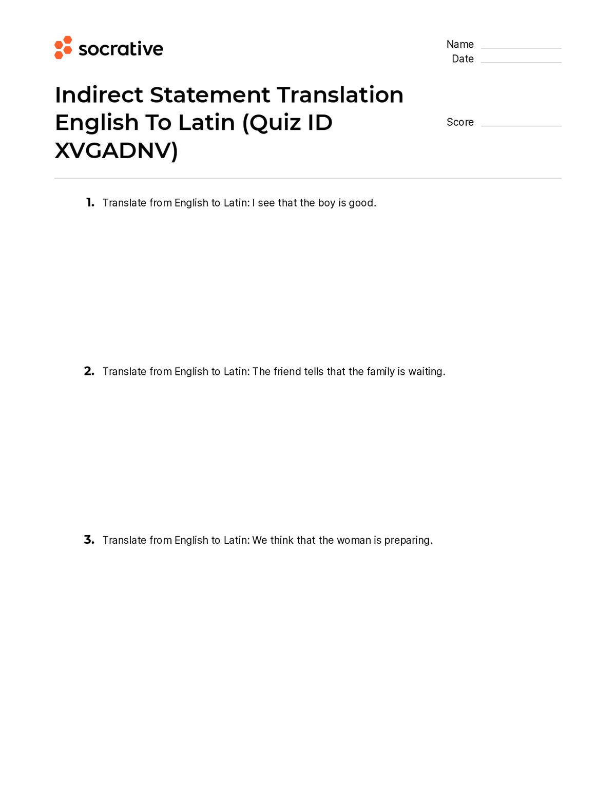 Indirect Statement Translation English To Latin – Quiz Shop