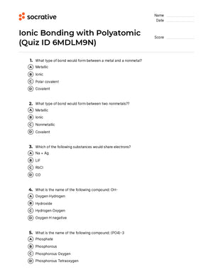 covalent and ionic bonding test