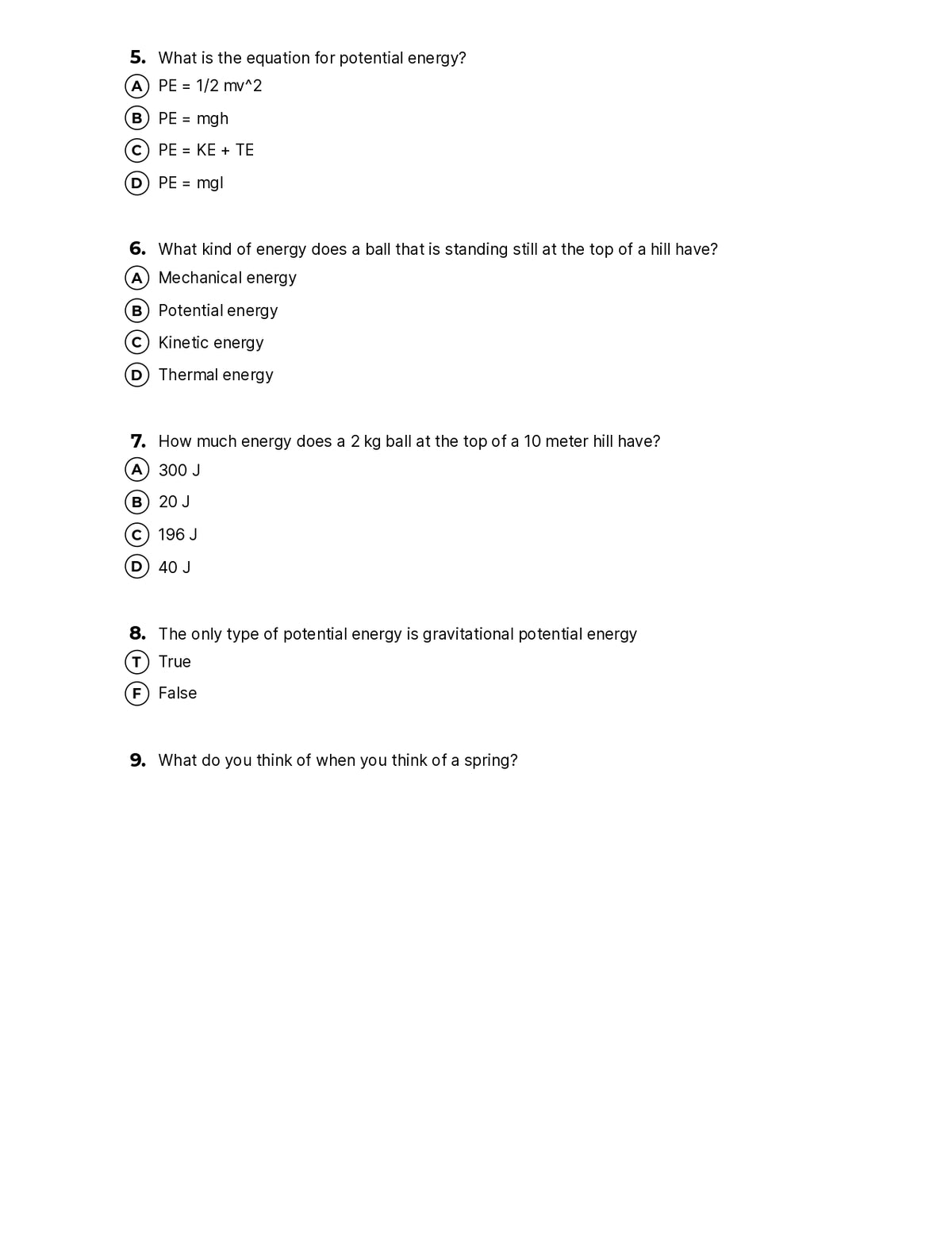 Kinetic And Potential Energy Concepts And Calculation – Quiz Shop
