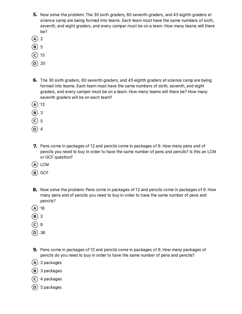 Lcm & Gcf Word Problems (Identify And Solve) – Quiz Shop