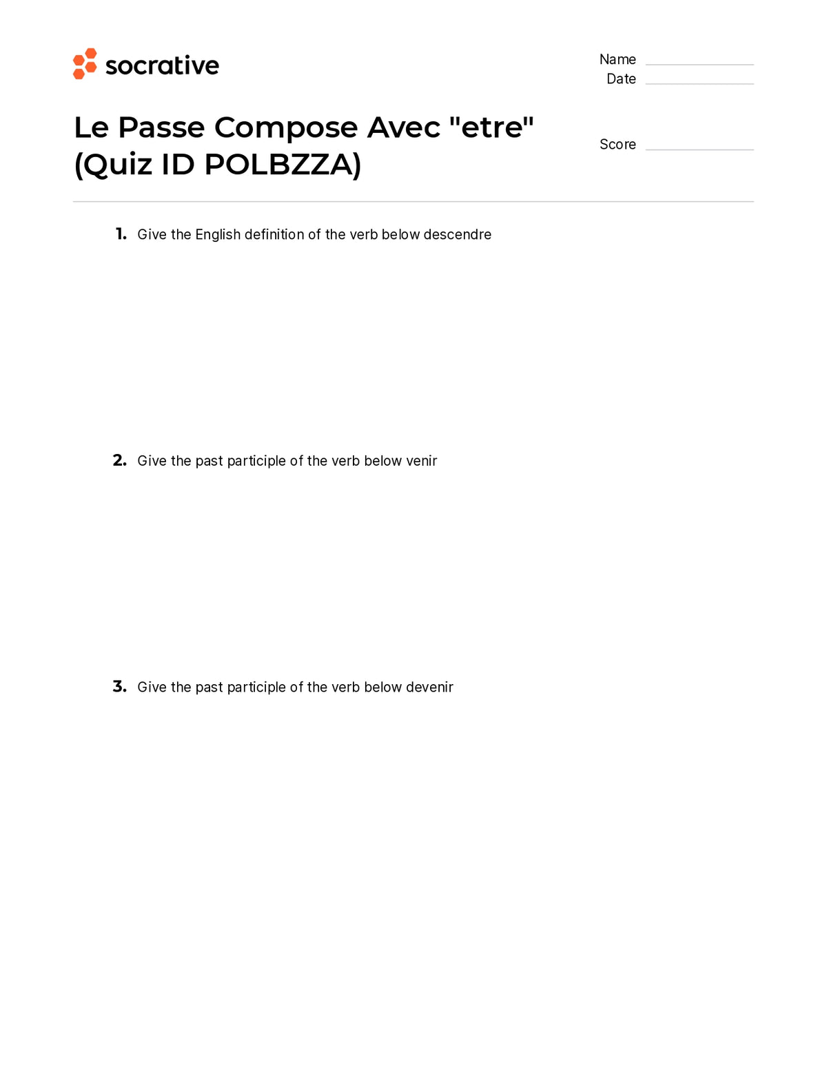 Le Passe Compose Avec Etre – Quiz Shop
