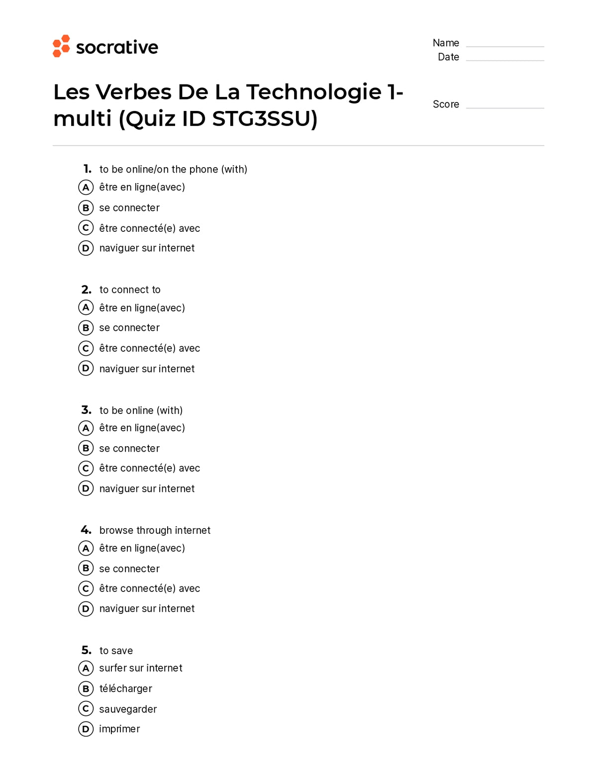 Les Verbes De La Technologie 1-Multi – Quiz Shop