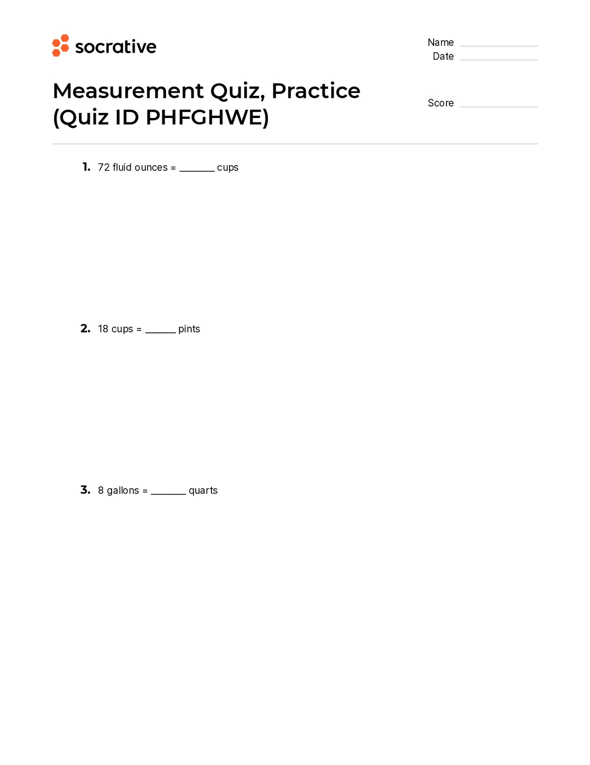 Measurement Quiz Practice – Quiz Shop