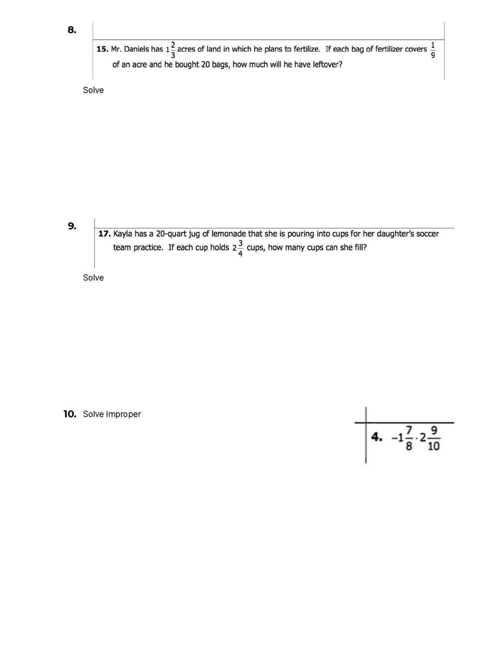 Multiplying And Dividing Fractions – Quiz Shop