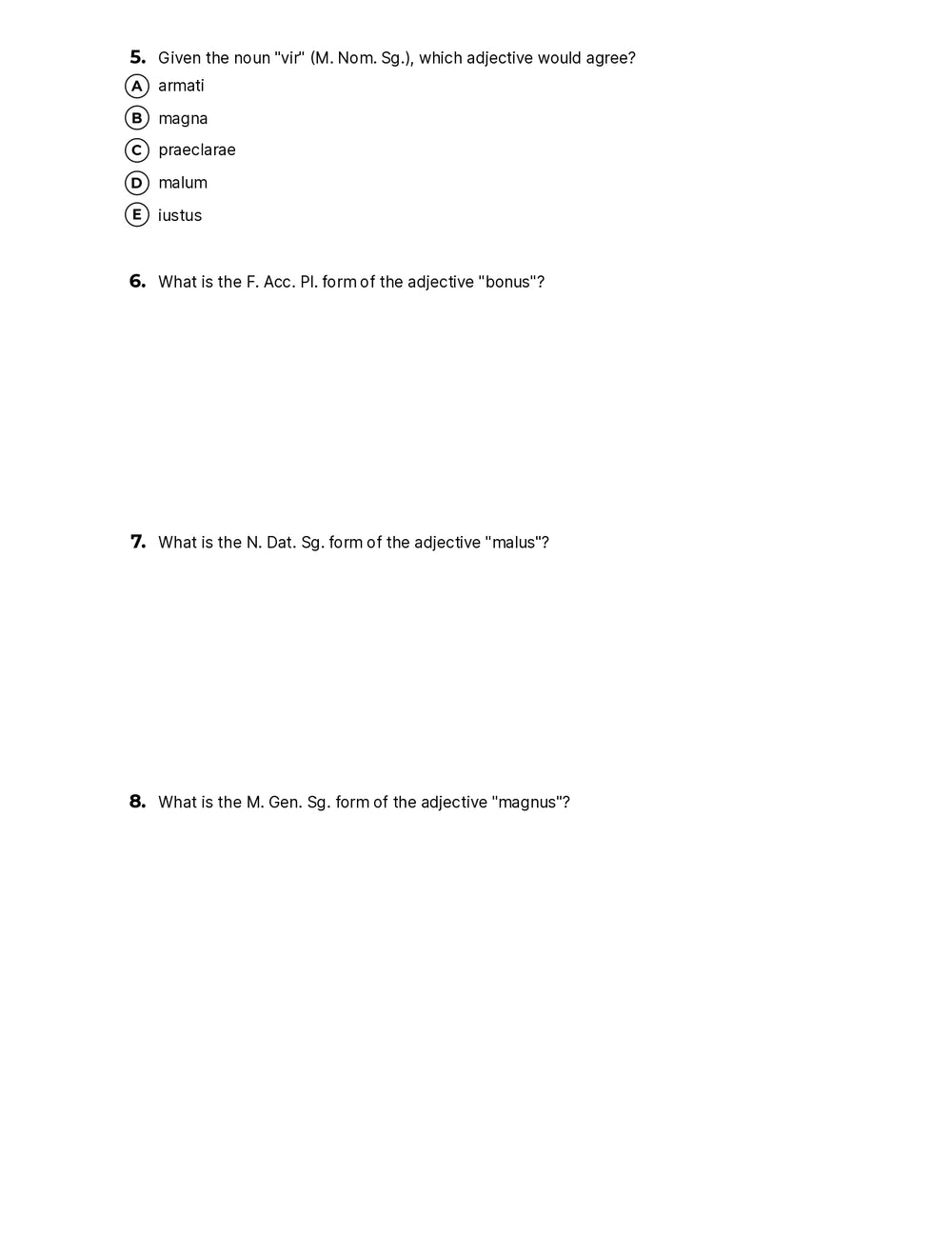 Noun-Adjective Agreement With 2-1-2 Adjectives – Quiz Shop