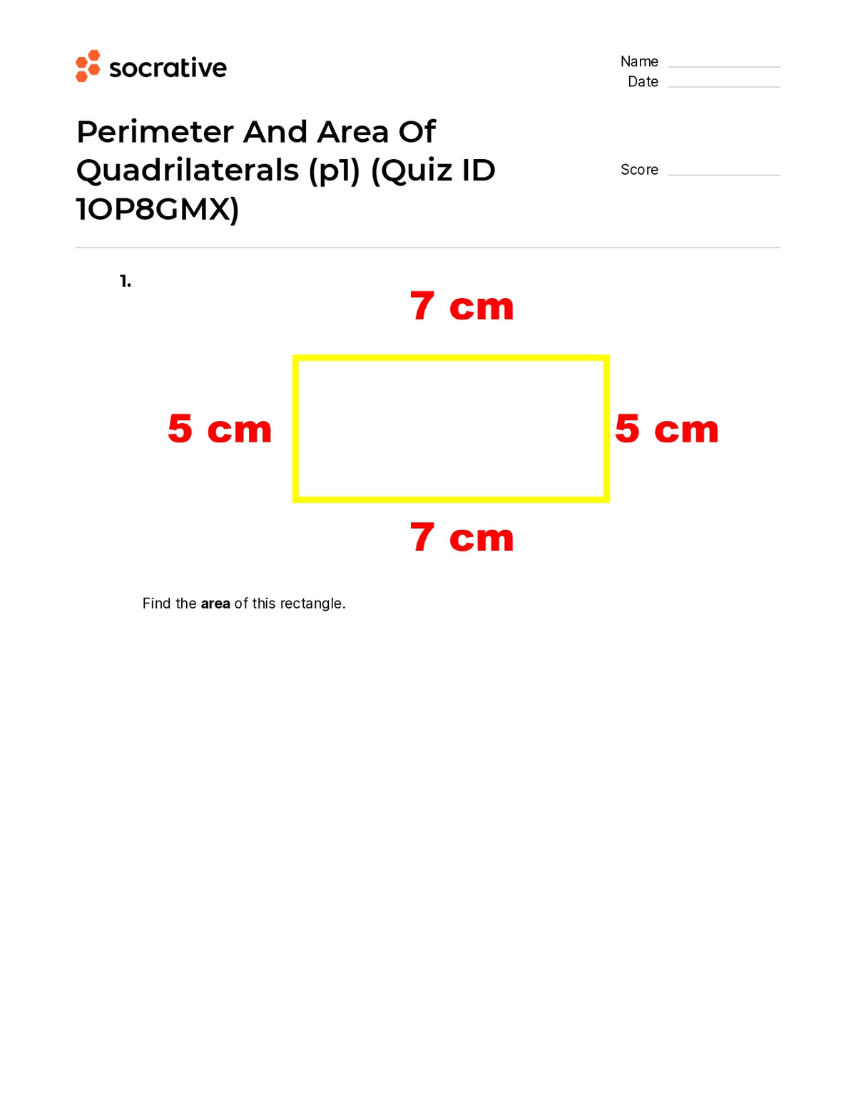Perimeter And Area Of Quadrilaterals (P1) – Quiz Shop