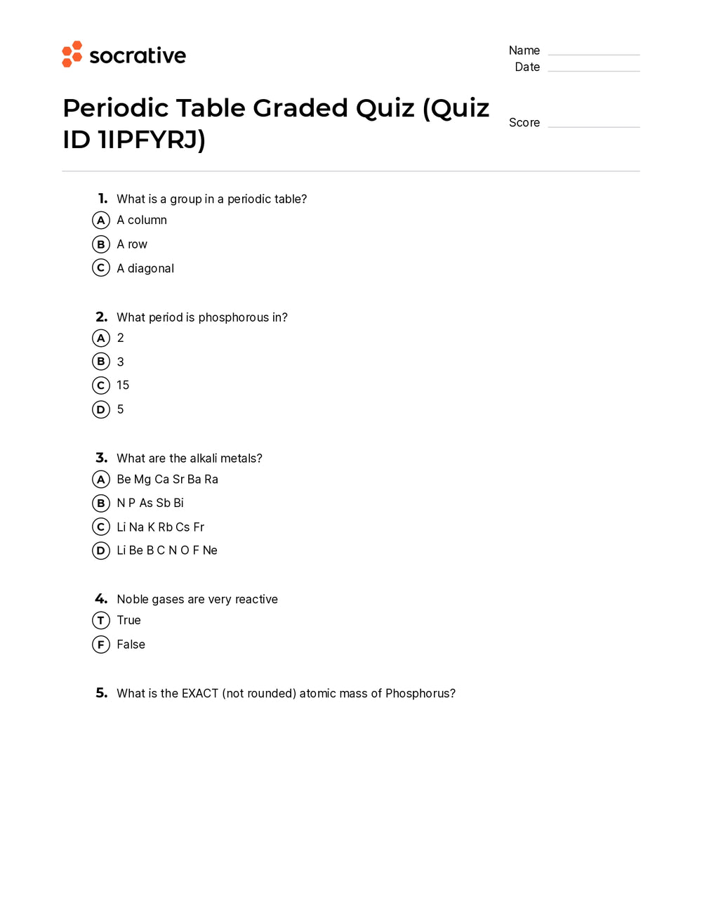 Periodic Table Of Elements Quiz Pdf | Cabinets Matttroy