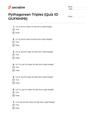 pythagorean triples worksheet