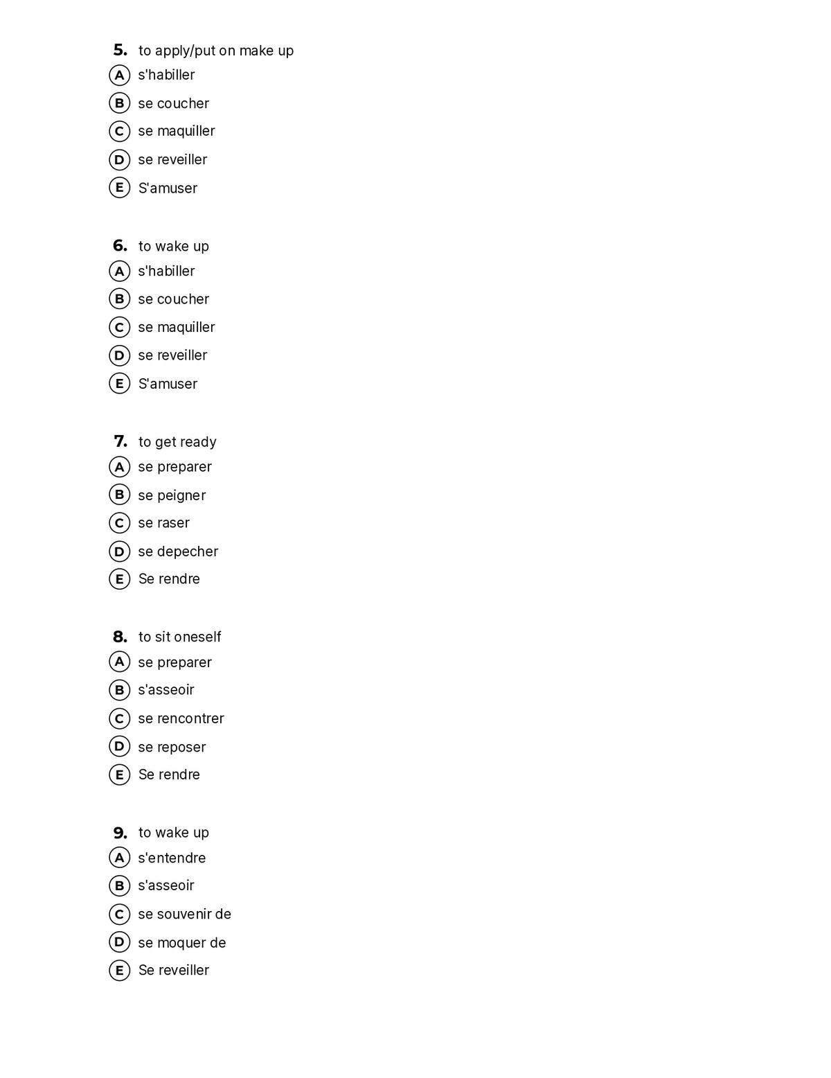 Reflexive Verbs 2 – Quiz Shop