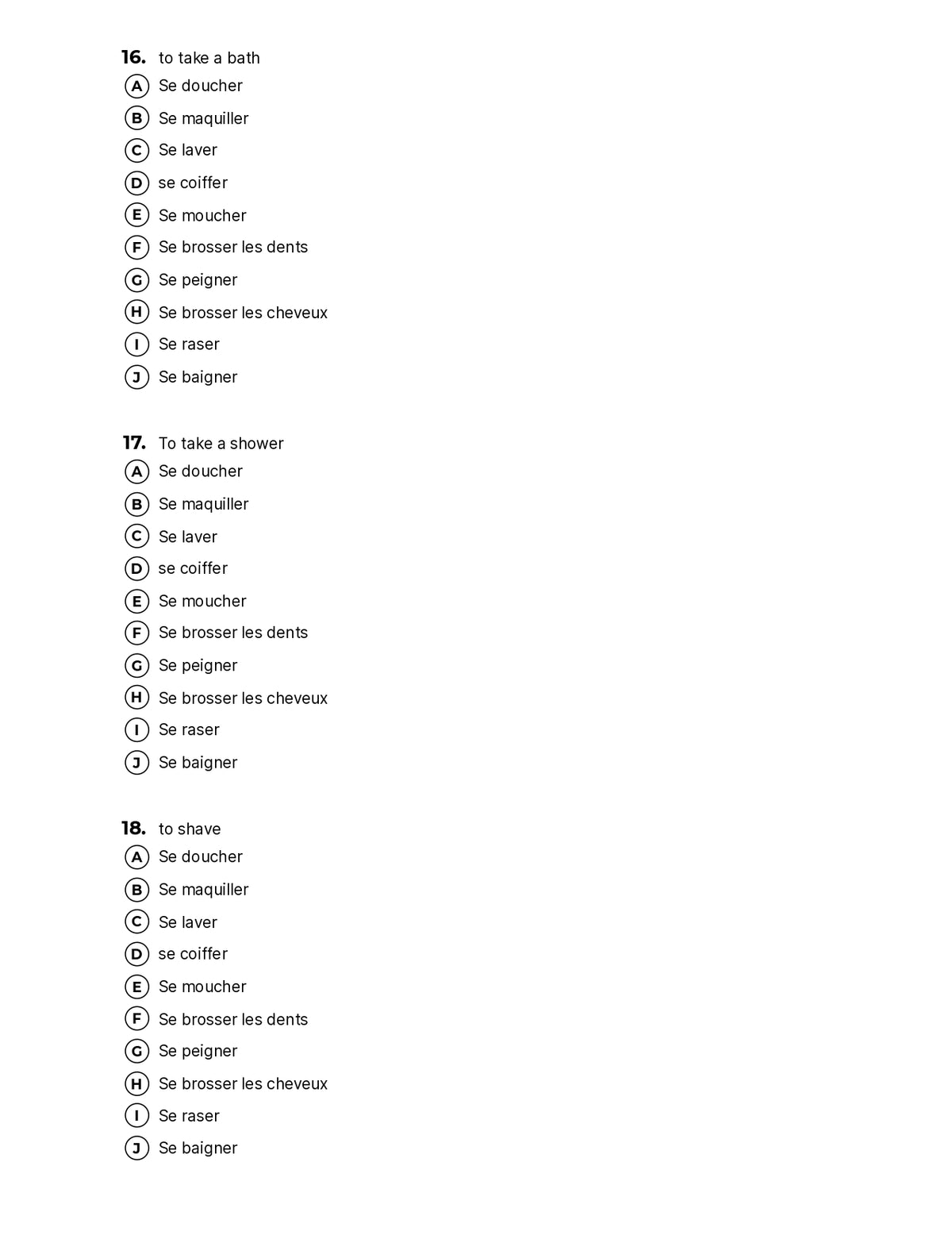 Reflexive Verbs 2 – Quiz Shop