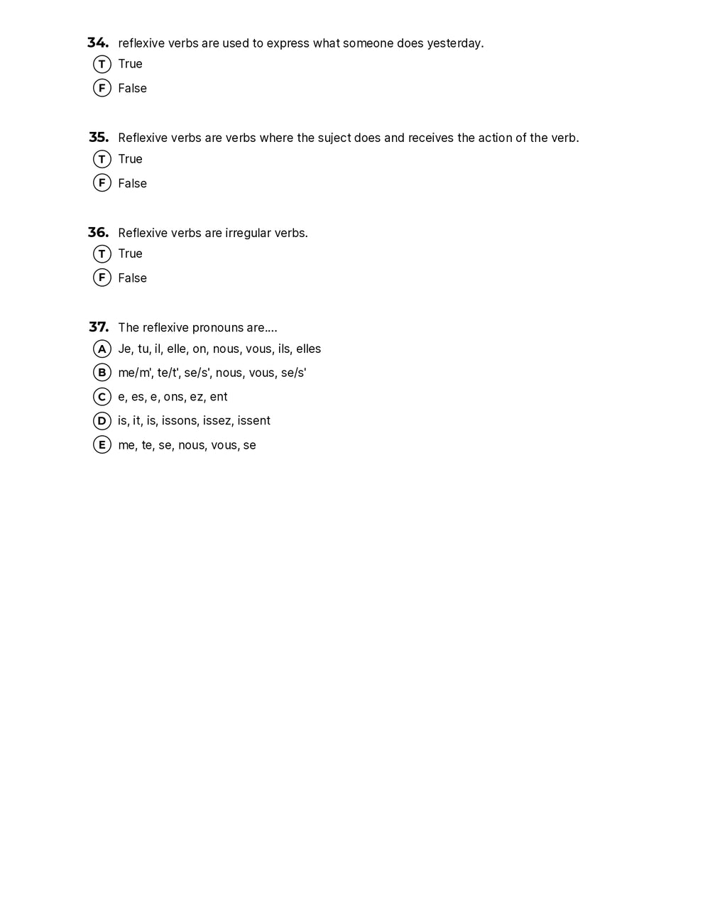 Reflexive Verbs 2 – Quiz Shop