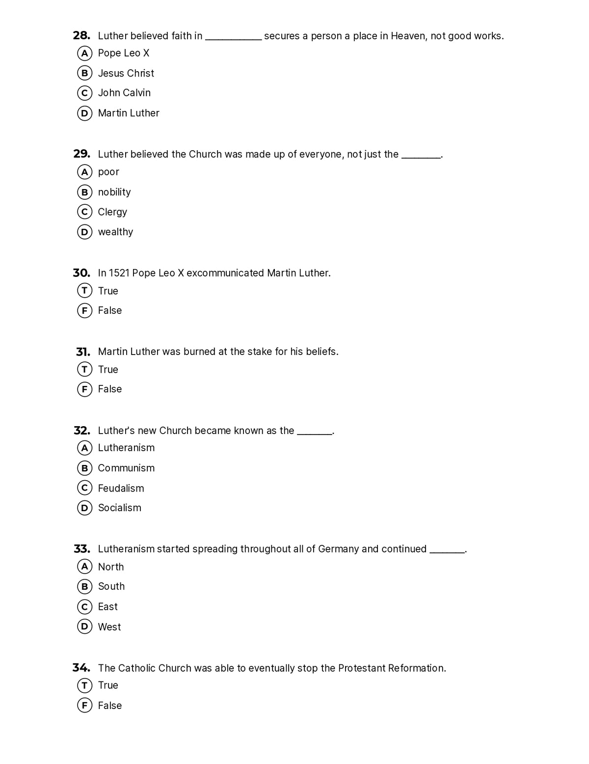 Renaissance And Reformation Test – Quiz Shop