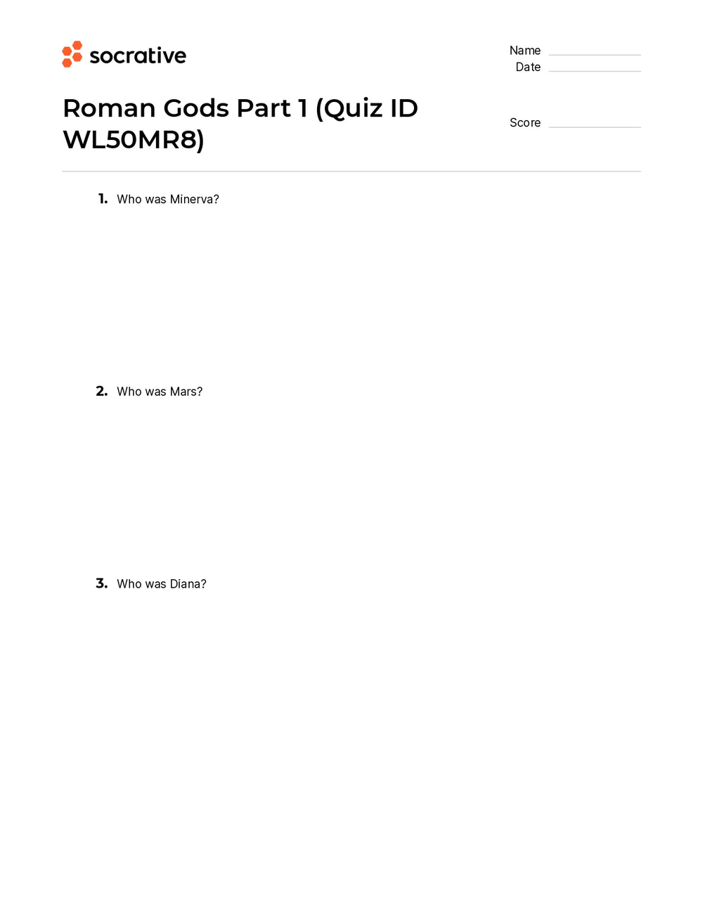 Roman Gods Part 1 – Quiz Shop