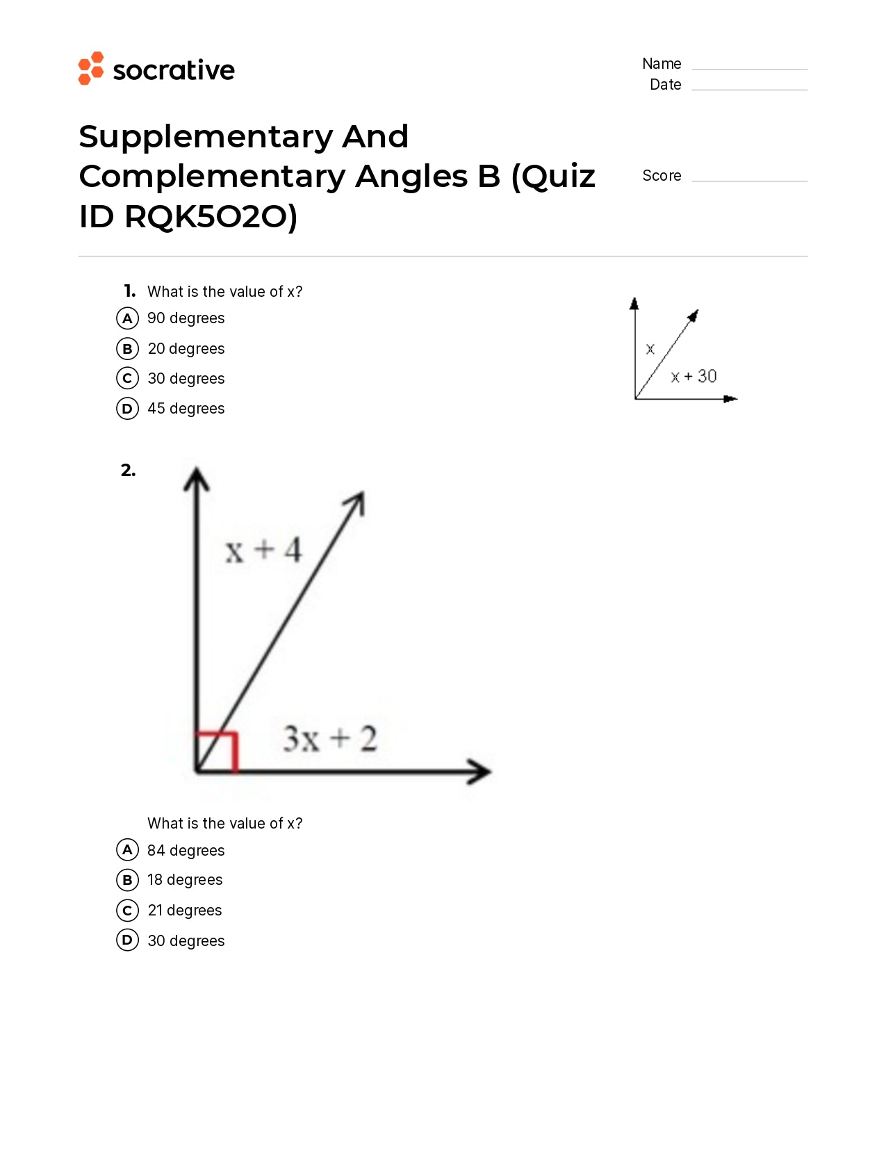 Supplementary And Complementary Angles Complementary And Supplementary