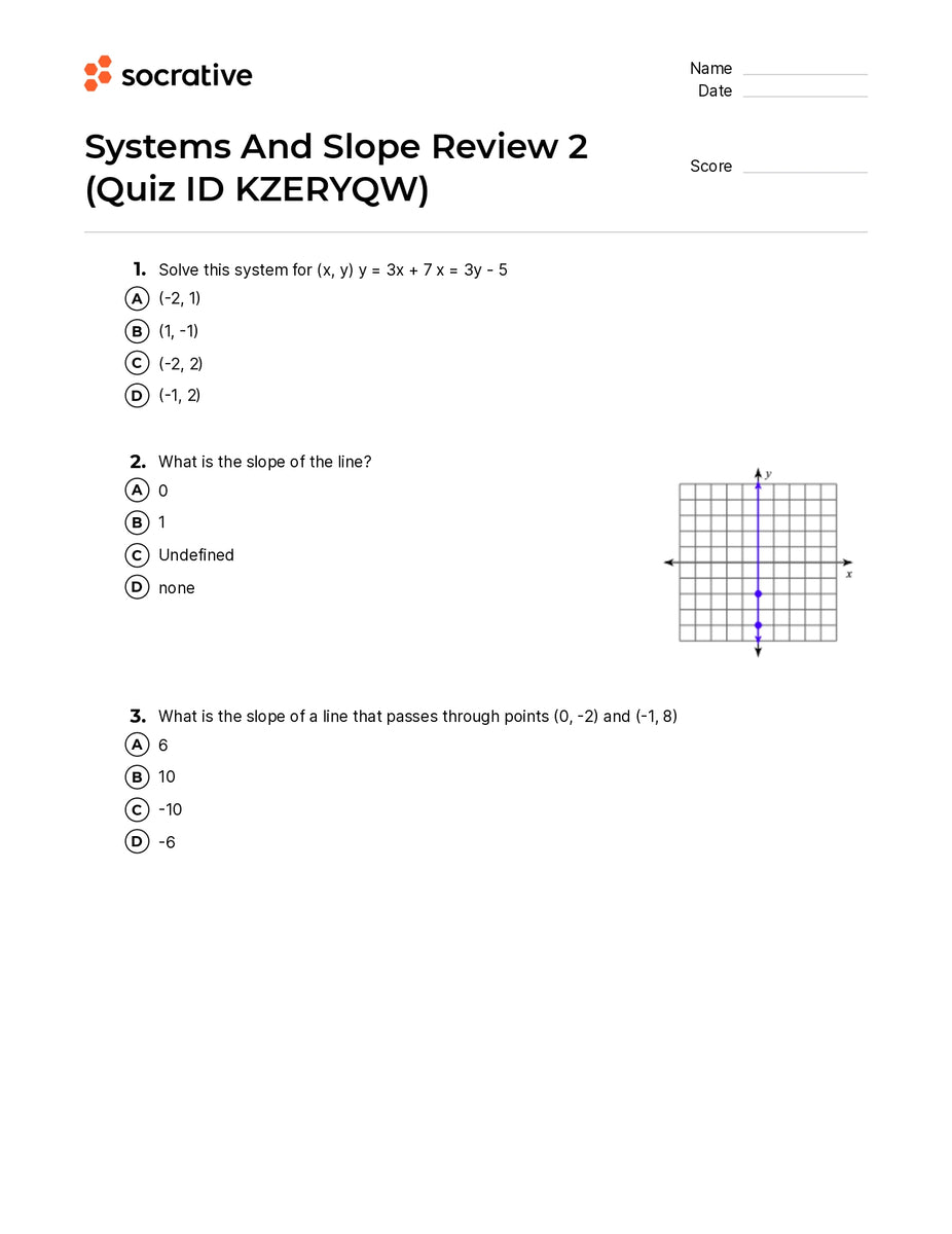 Systems And Slope Review 2 – Quiz Shop