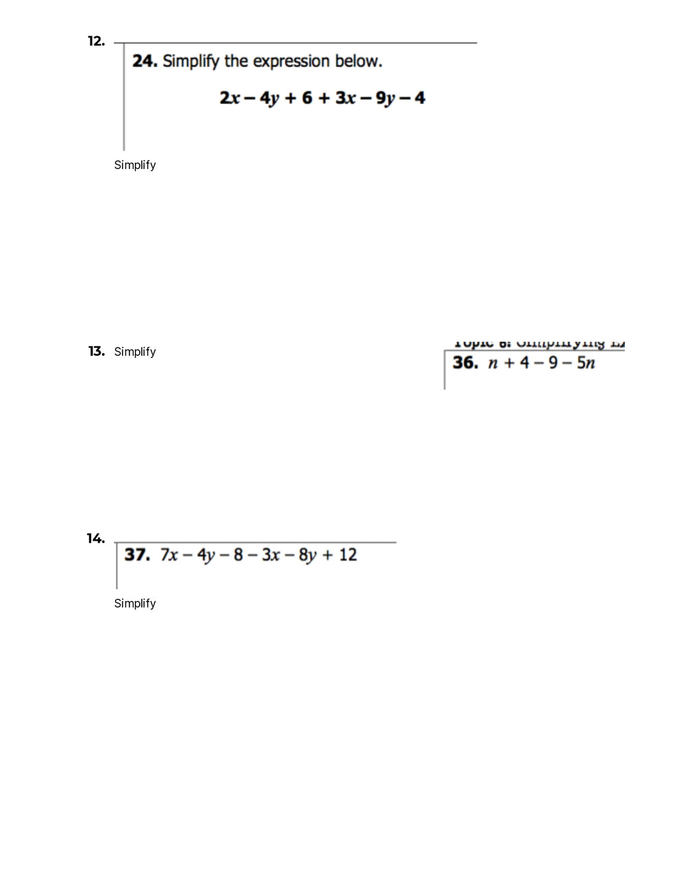 Test Algebra Basic – Quiz Shop