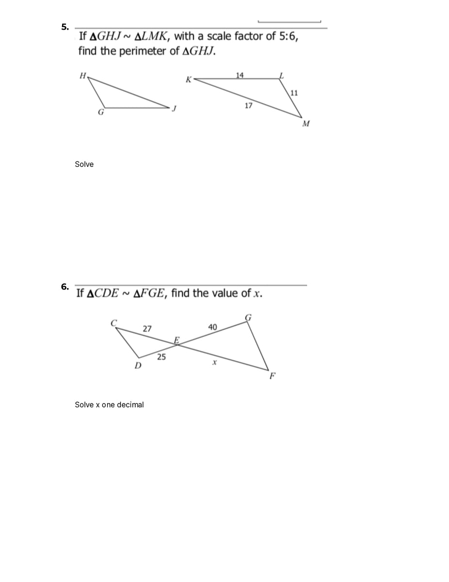 Test Similar Triangles – Quiz Shop