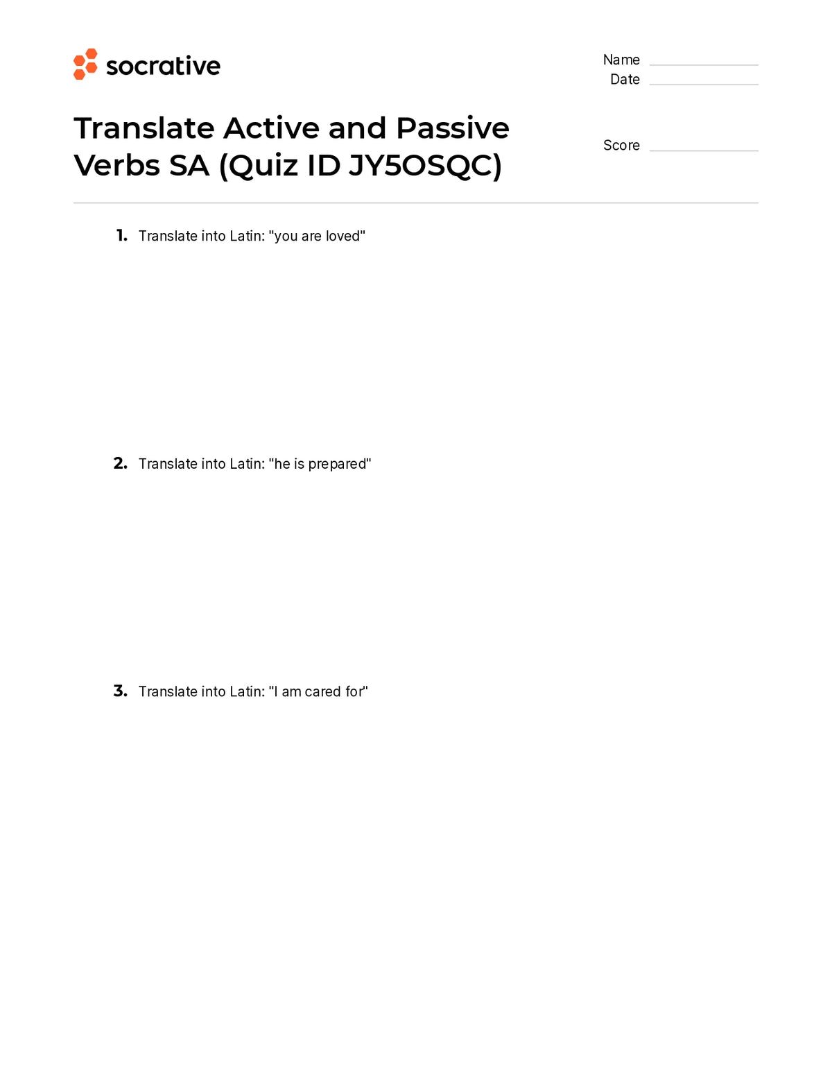 Translate Active And Passive Verbs Sa – Quiz Shop