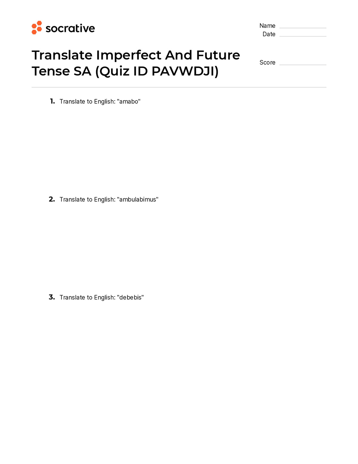 Translate Imperfect And Future Tense Sa – Quiz Shop