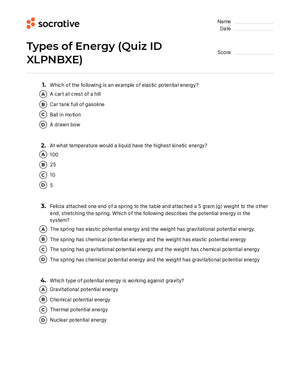 Types Of Energy – Quiz Shop