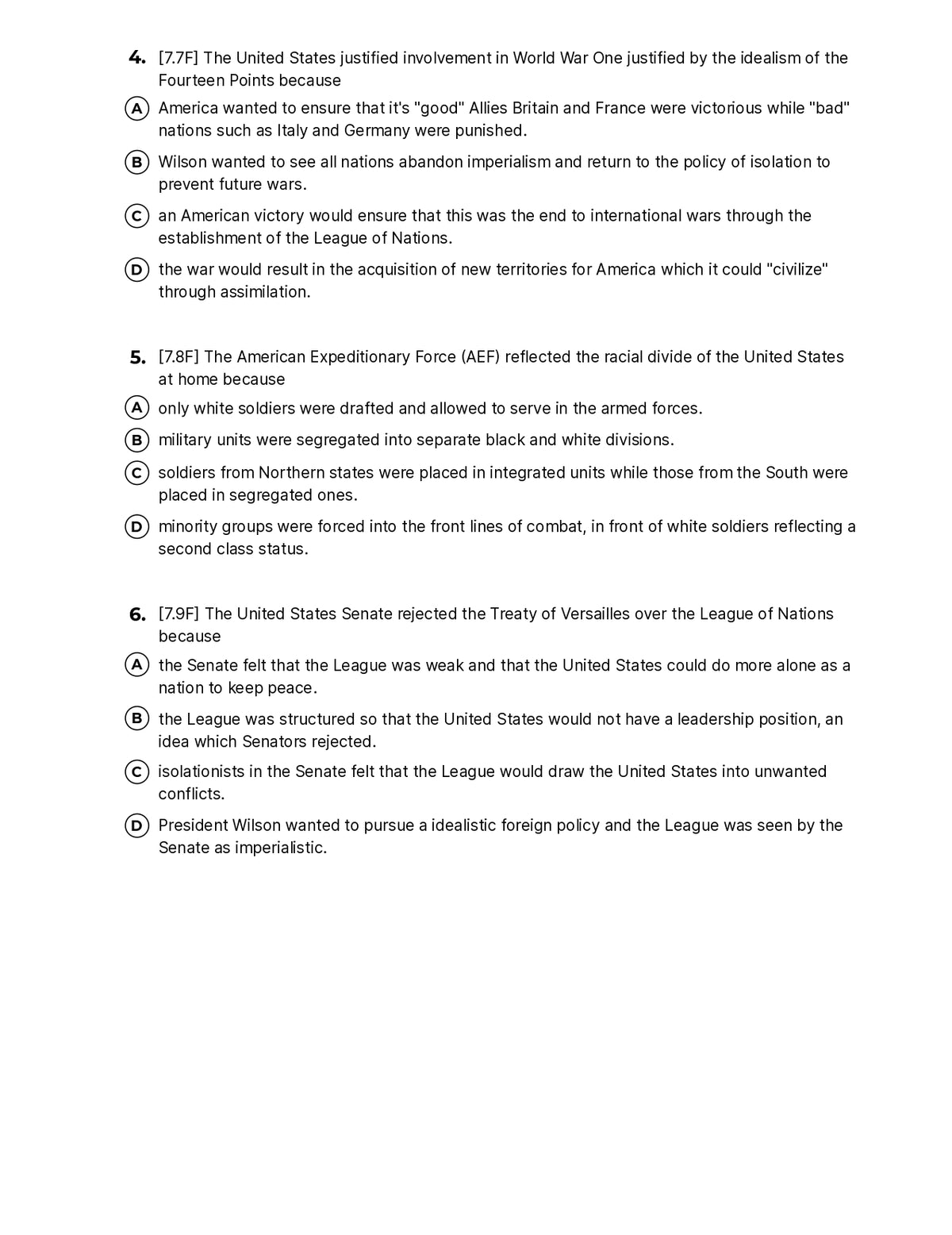 Us History From 1877 The First World War – Quiz Shop