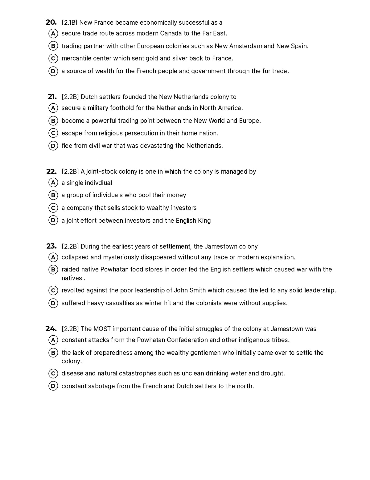 Us History To 1877 Periods 1&2 Combined – Quiz Shop