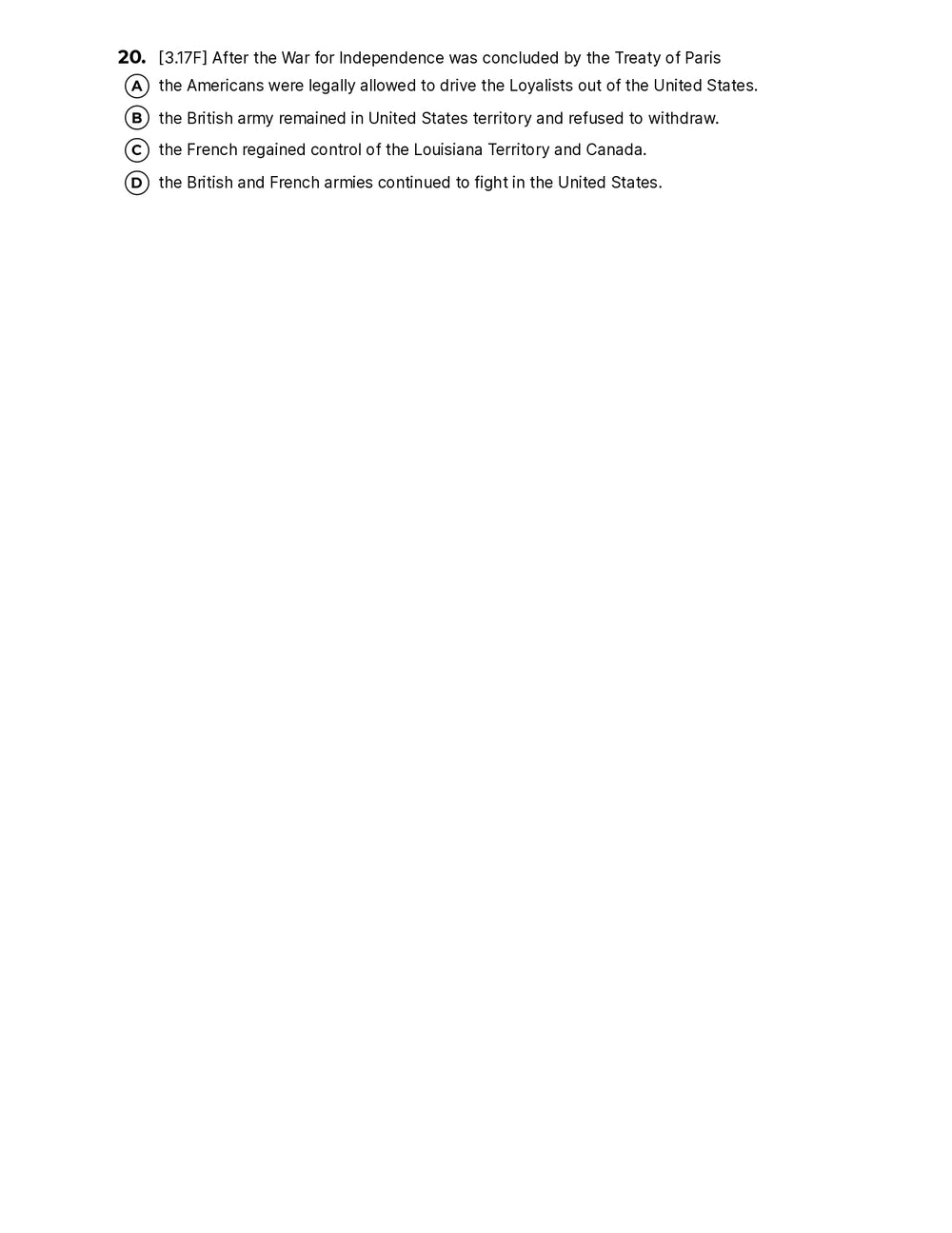 Us History To 1877 The War For Independence – Quiz Shop